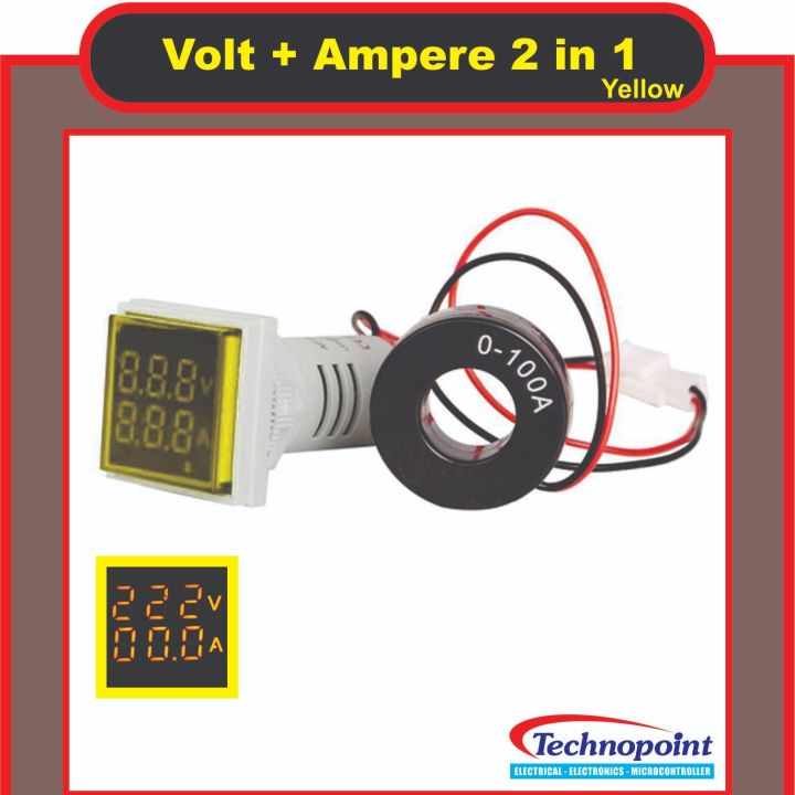 LED Current Indicator Voltage Meter Mini 2in1 Volt Square Digital AC ...