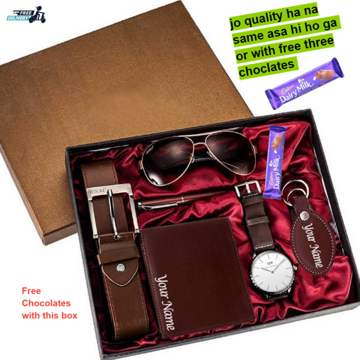 Deluxe Genuine Leather Gift Box Set for Men - Personalized Wallet ...