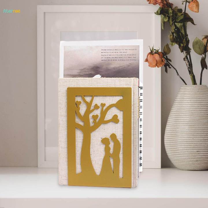 Bookshelf Book Support Organizer Metal Bookends for Magazines Office ...