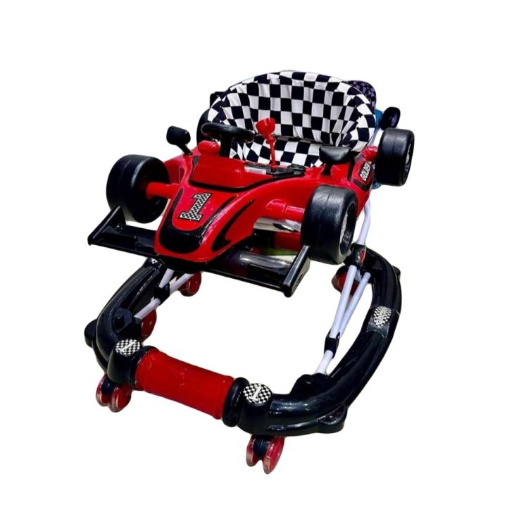 2 in 1 Formula 1 Car Rocker + Baby Walker With Lights & Music, in ...