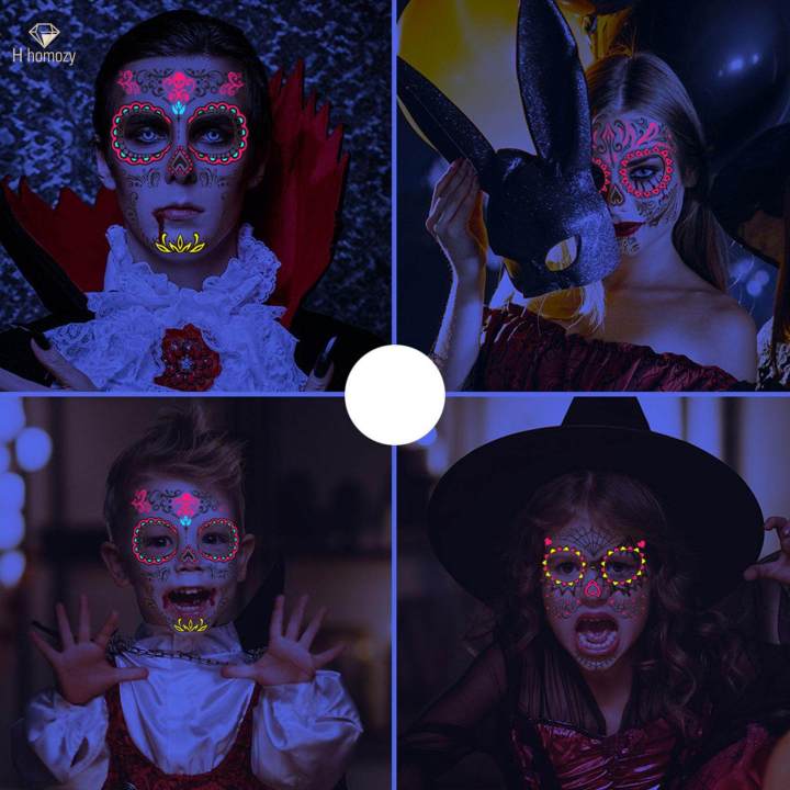Halloween Face Day of The Dead Face Sticker for Costume Cosplay Party ...