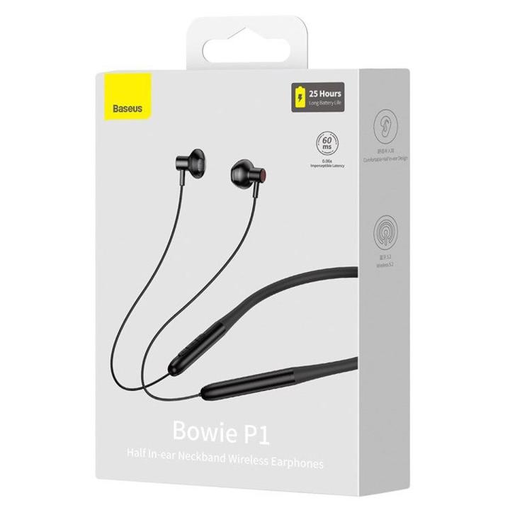 Baseus Bowie P1 Half In-ear Neckband Wireless Earphones Black | Daraz.pk