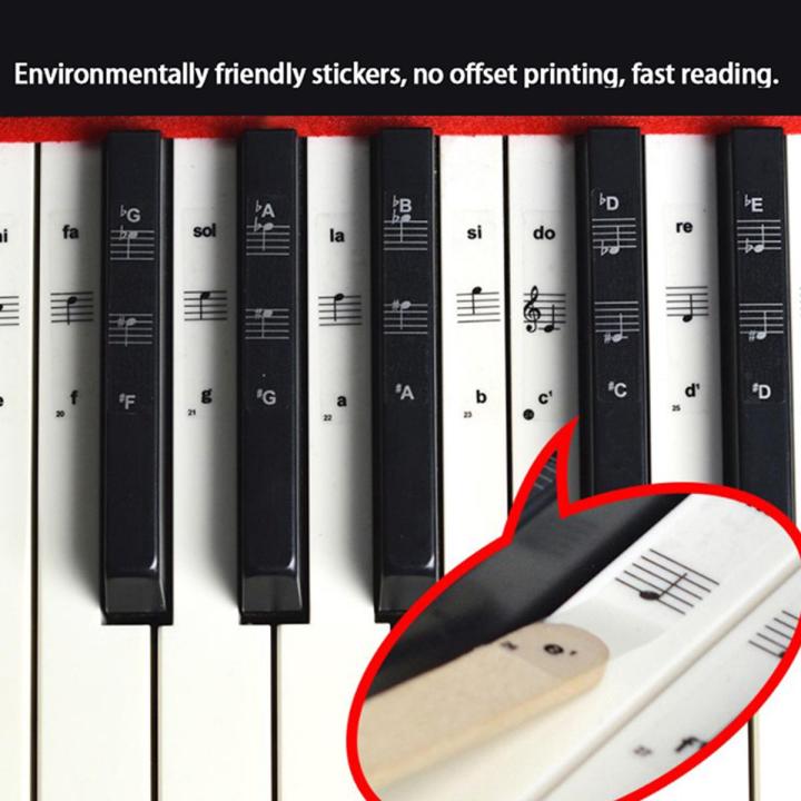 54/61/88 Key Piano Stickers Transparent Piano Keyboard PVC Sticker ...