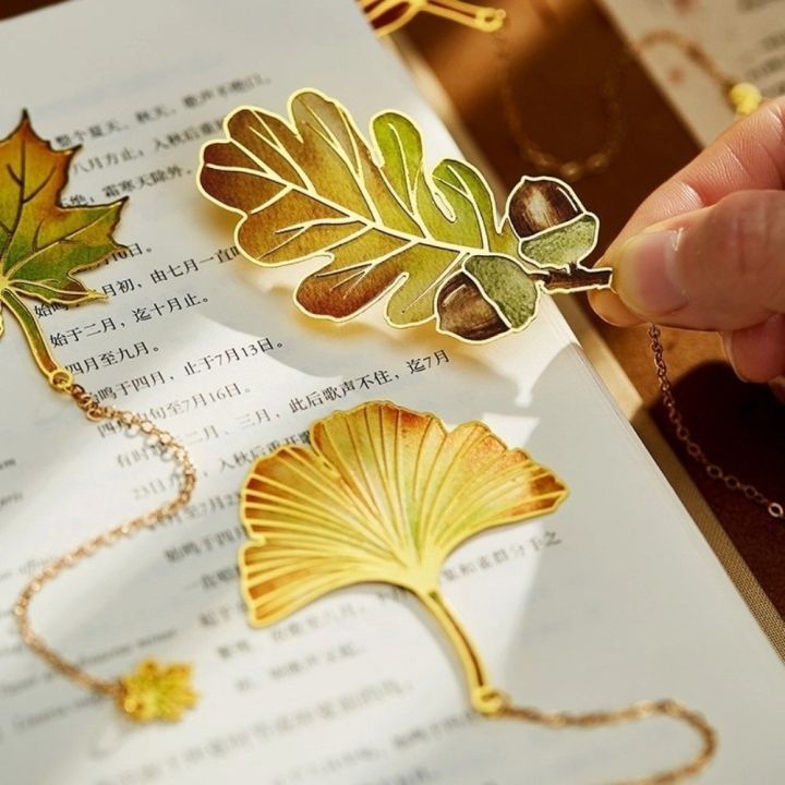 Exquisite with Metal Chain Pendant Oak Leaf Bookmark Maple Leaf ...