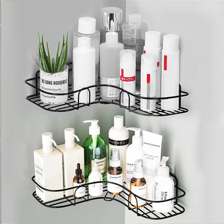 1/2/Pcs Bathroom kitchen Corner Frame Shower Shelf Wrought Iron Shampoo ...