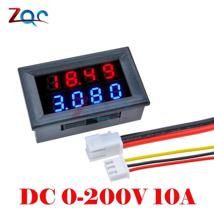 Mini DC 4 Bits Dual Digital Voltmeter Ammeter DC 200V 10A Voltage Current Volt Amp Monitor Meter ...