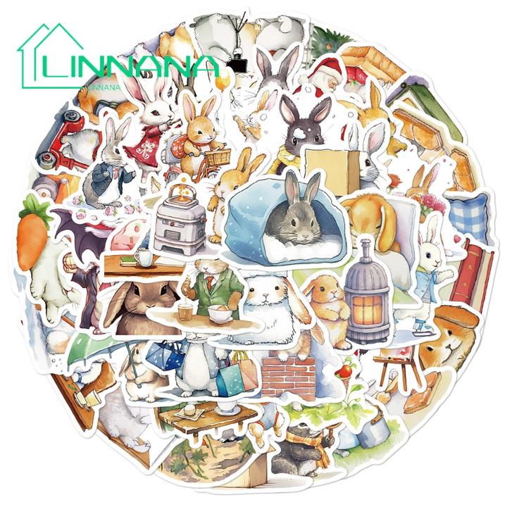 Self-adhesive Rabbit Stickers 50pcs Cute Rabbit Sticker Set for Phone ...