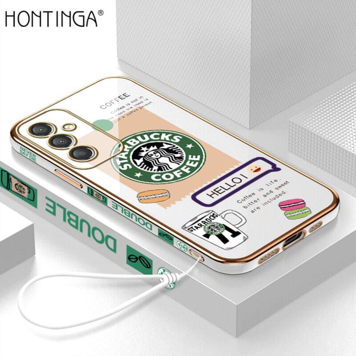 Hontinga for Samsung Galaxy A24 4G Back Cover Free Strap Luxury 6D ...