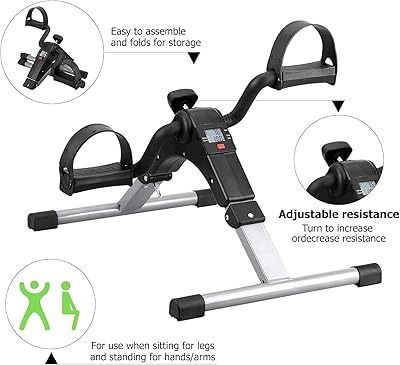 Portable Mini Cycle Pedal Exerciser with Adjustable Resistance & LCD ...
