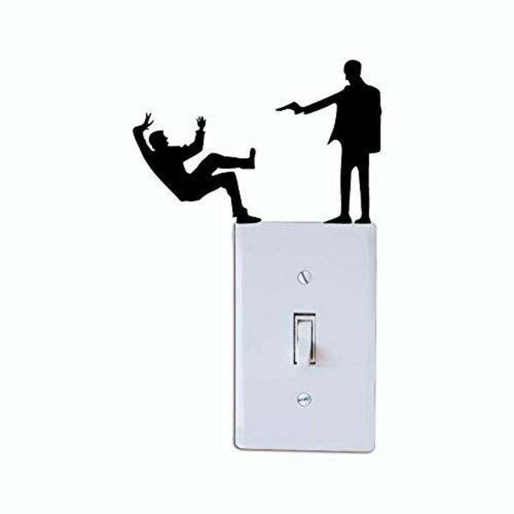 Funny Sho*ting Man Vinyl Light Switch Sticker Creative Silhouette Wall ...