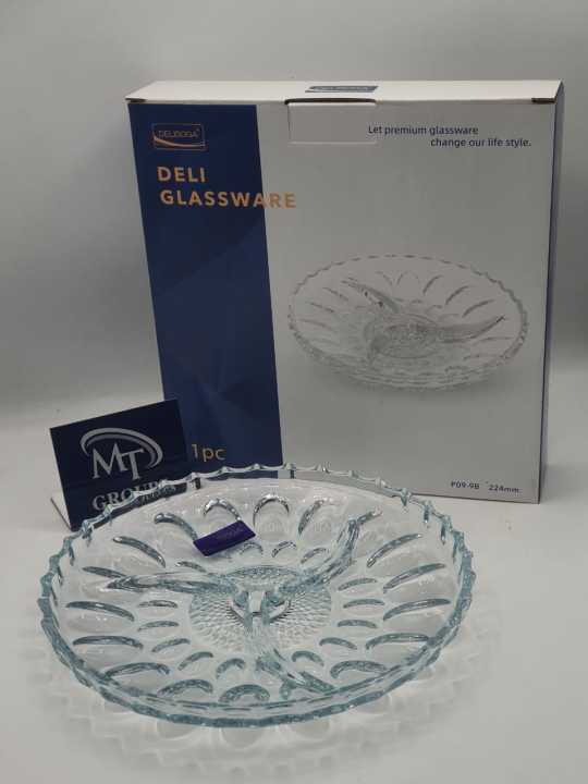 Delisoga Glass Mina 3 Compartment Serving Tray made in china | Daraz.pk