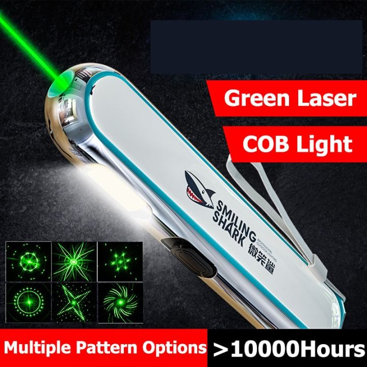 Rechargeable Lazer Green Laser Pointer Pen Visible Beam COB Side Light ...
