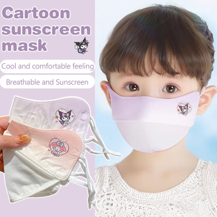 Summer Breathable Gradient Color Sunscreen Mask Cartoon UV Protection ...