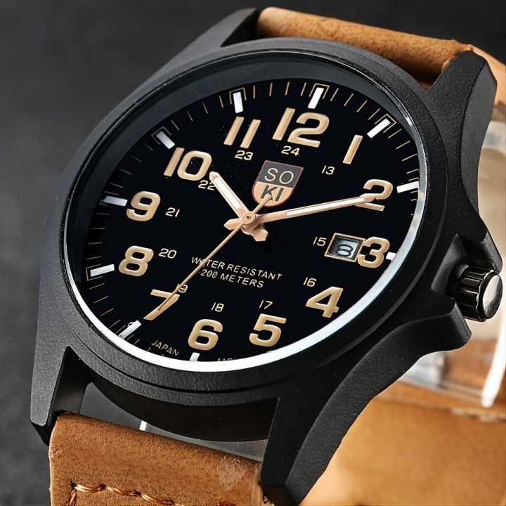 Fashion PU Leather Watches For Men SOKI Wristwatch, Ideal choice for ...