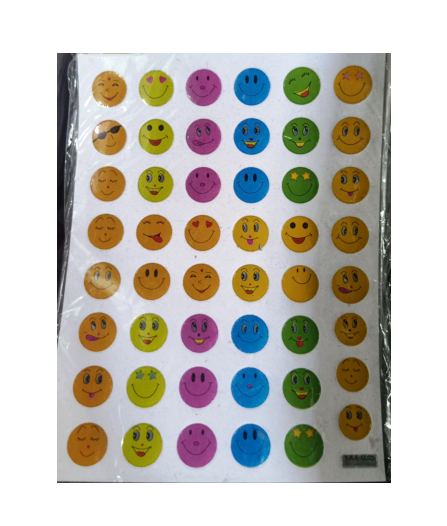 Pack of 48 Smiley Stickers Small different shape Smilies Random Colors ...