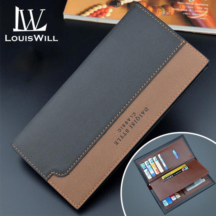 LouisWill Men Long Wallet PU Leather Slim Wallet Long Clutch Leather ...