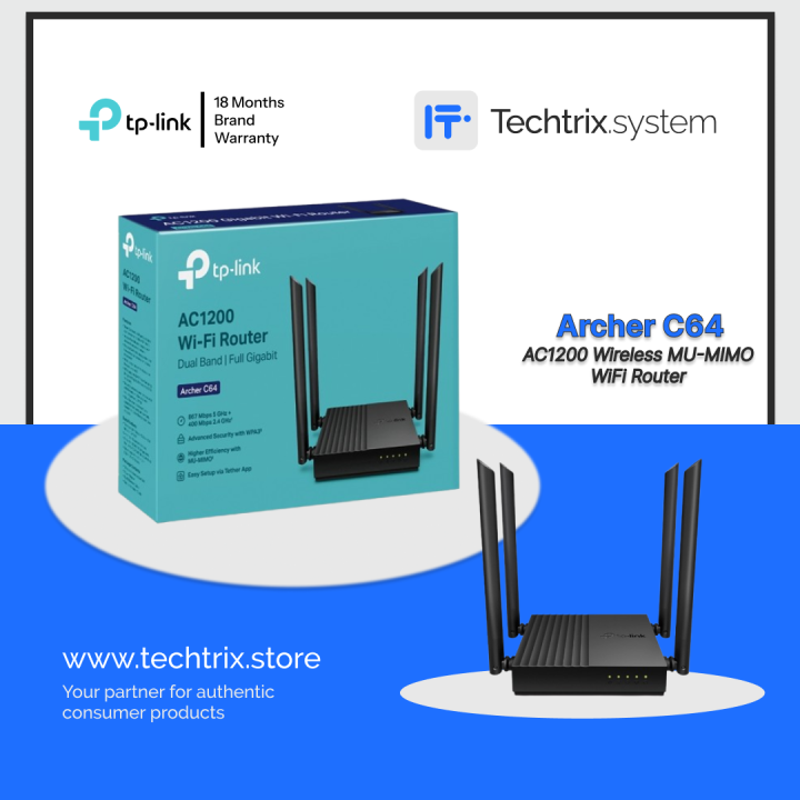 TP-Link Archer C64 – AC1200 Dual-Band Wireless MU-MIMO Wi-Fi Router ...
