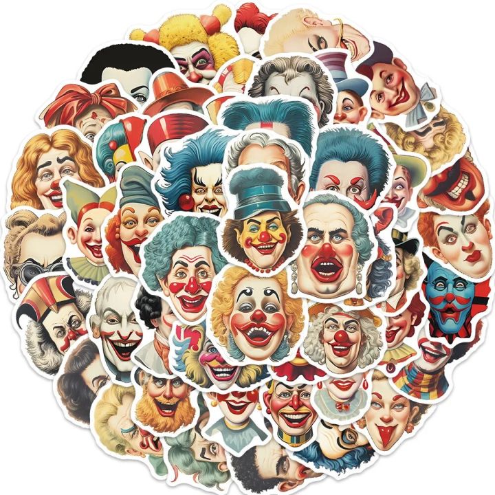 10/30/50PCS Classic Retro Clown Stickers Cartoon Graffiti Decals ...