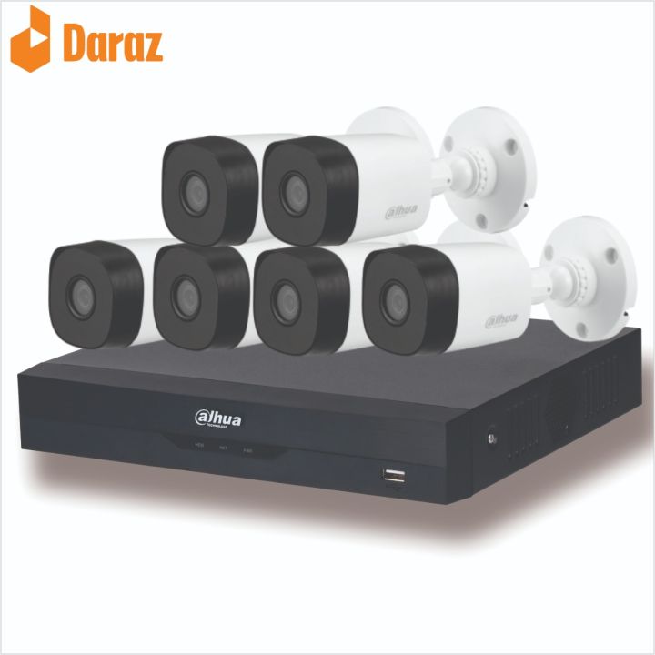 6 Cameras Package, 5 Megapixels Full HD, 6 Cameras Setup, 6 CCTV Cameras Kit (Dahua, HDCVI, DVR ...