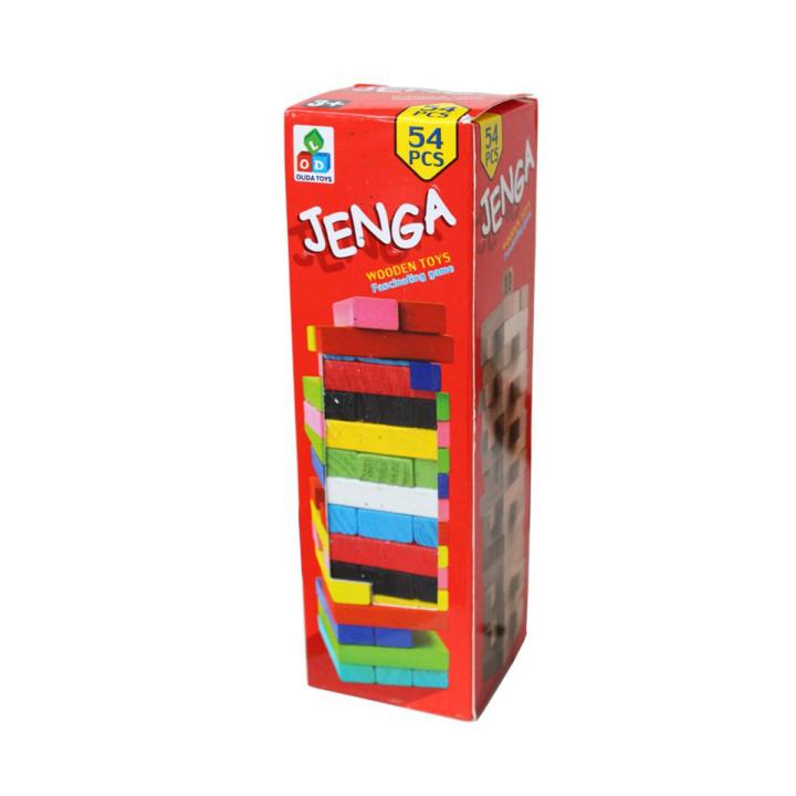 Wooden Block Mini Jenga 54 pcs Colored Tower Stacko Game For Kids and Toddlers | Daraz.pk