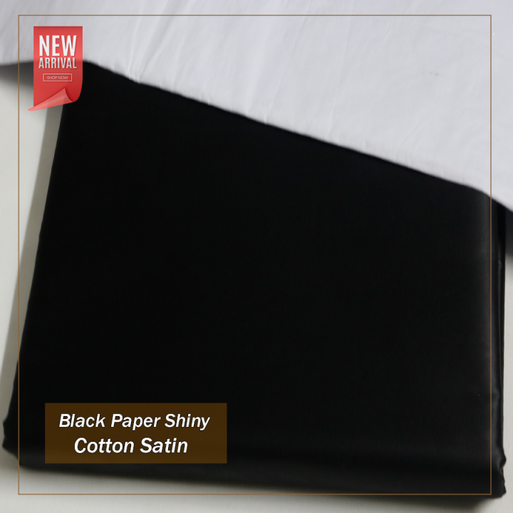 Black Paper Shiny Cotton Satin Un-Stitched Suit For Men | Quality ...