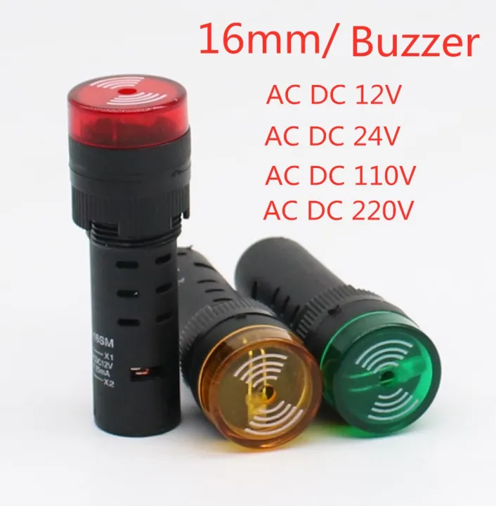Buzzer Ad16-16sm 12v 24v 110v 220v 16mm Sound And Flashing Buzzer Alarm ...