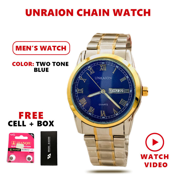 UNRAION Stainless Steel Chain Watch for Men with Elegant Round Dial ...