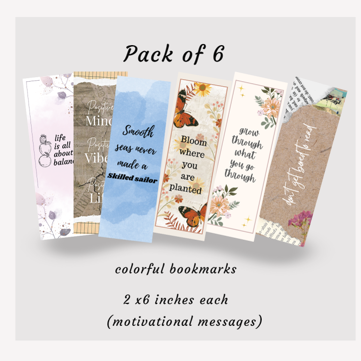 set of 6 colorful bookmarks the beautiful typography | Daraz.pk
