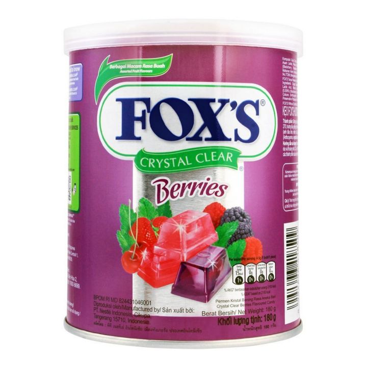 ( Pack of 2 ) Fox's Crystal Clear Berries Flavored Candy, Tin, 180g ...