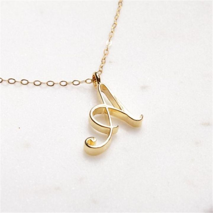 Women Jewelry Minimalist Luxury Gold Plated Cursive Alphabet Initial ...