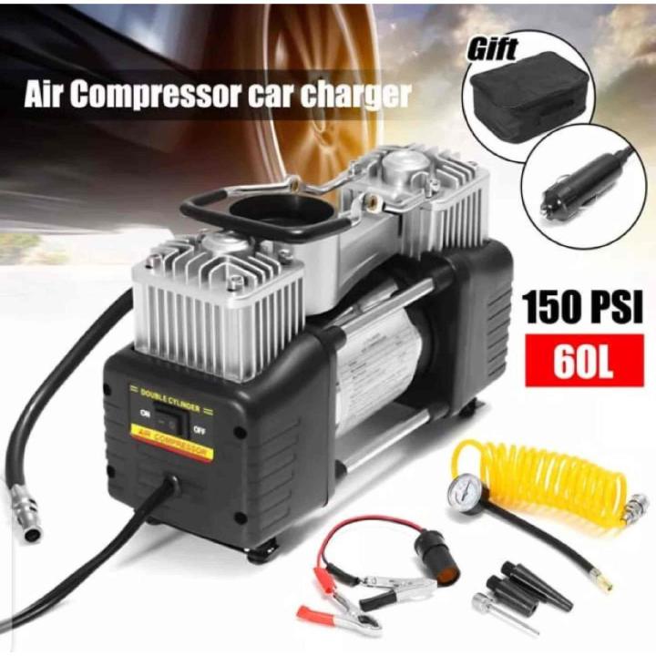 Double 2 Cylinder Inflation Pump 12v Air Compressor High Pressure Car ...