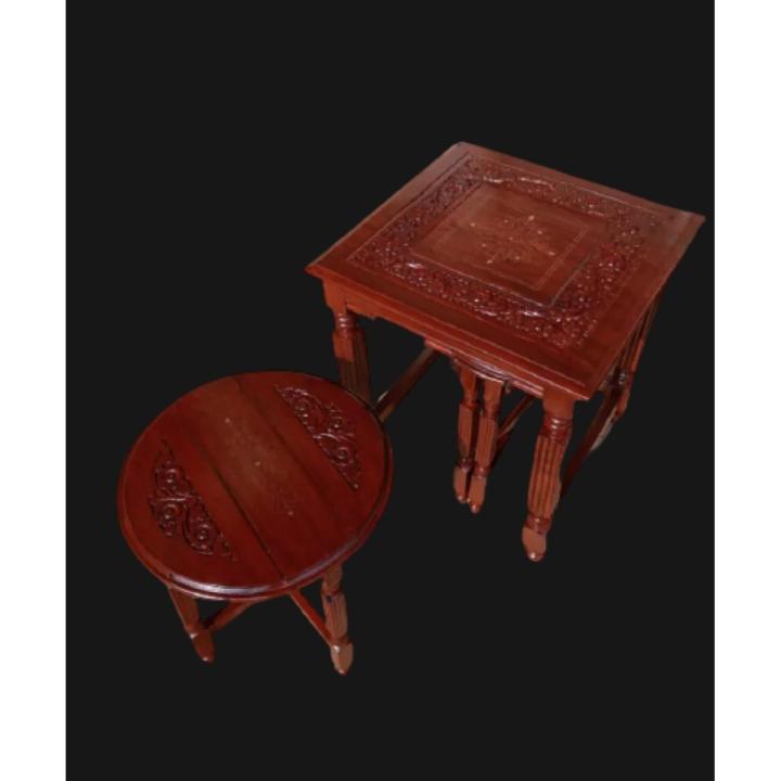 Table Chinyoti Table (Chinyoti Sheesham Wood) with Set of 3 tables 1 ...