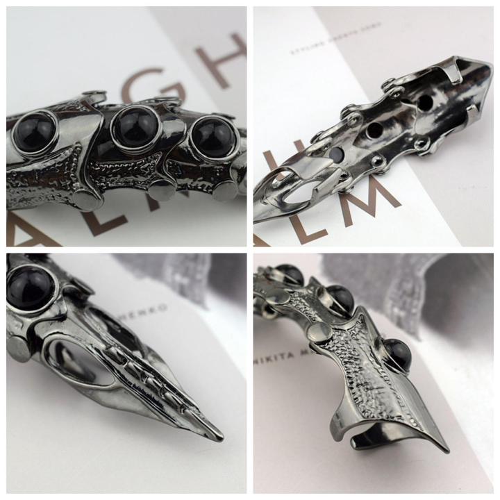 Dragon Skull Finger Long Rings Vintage Punk Rock Animal Skull Finger ...