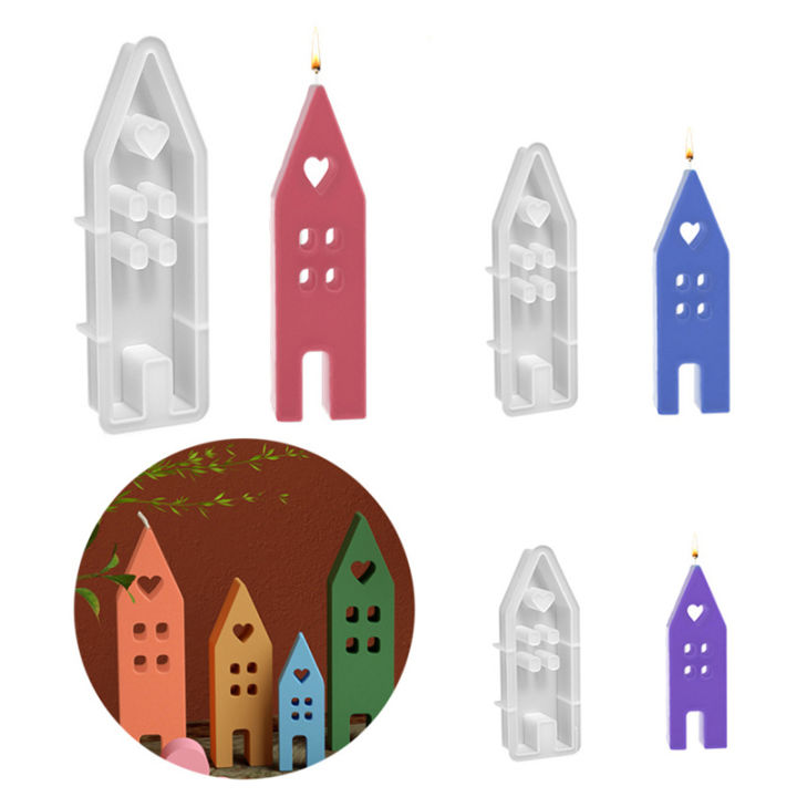 Cute Heart Shaped House Silicone Mold Star Houses Concrete Moulds ...