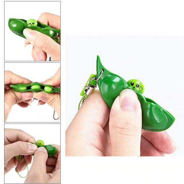 Funny Beans Squishy Squeeze Peas Edc Fidget Toys Pendants Keychain ...