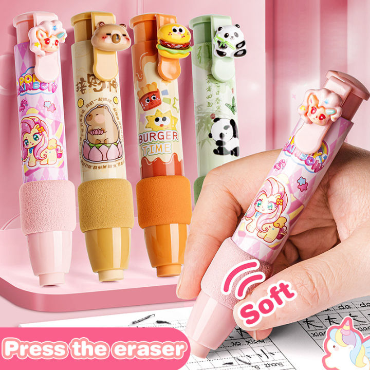 Sliding Retractable Pencil Eraser Cartoon Capybara Slide Erasers Cute ...