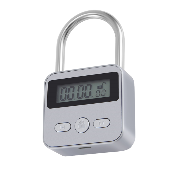 Metal Timer Lock LCD 99 Hours Max Timing USB Timer Padlock,Silver | Daraz.pk