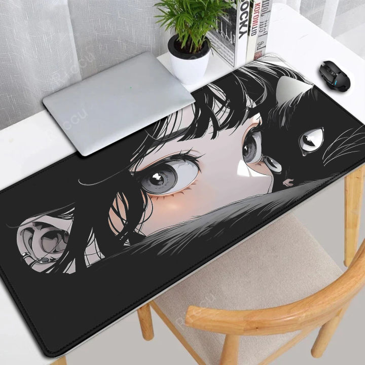 Xxl mouse pad 900x400 Cat and Girl Pc Gamer Kawaii Desk Accessories ...