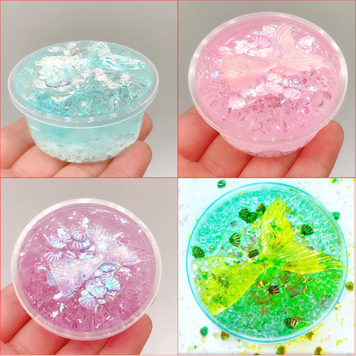Colorful Cloud Slime Mermaid Tail Mud Fluffy Clay Polymer Anti Stress ...