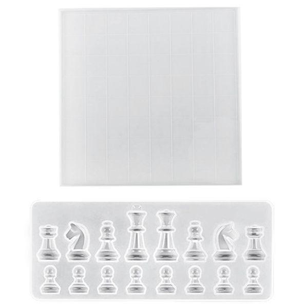 1 Set 3D Chess Pieces Crystal Epoxy Resin Mold Handmade Chessborad ...