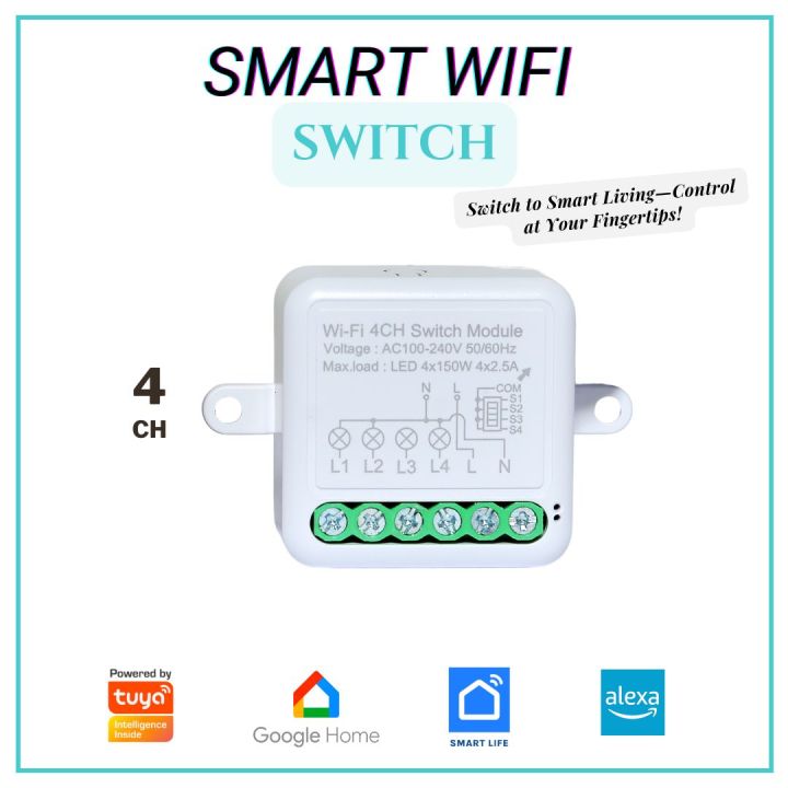Smart Wifi Switch 4 Gang 10A | Wifi Smart Switch | Tuya Smart Wifi ...