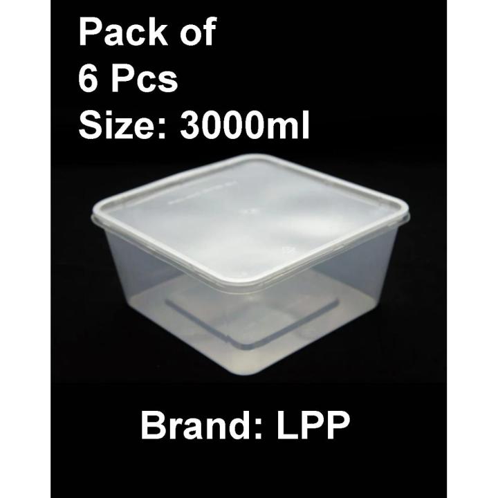 Pack of 6 Pcs 3000ml Food Container Storage Boxes with Separate Lid ...