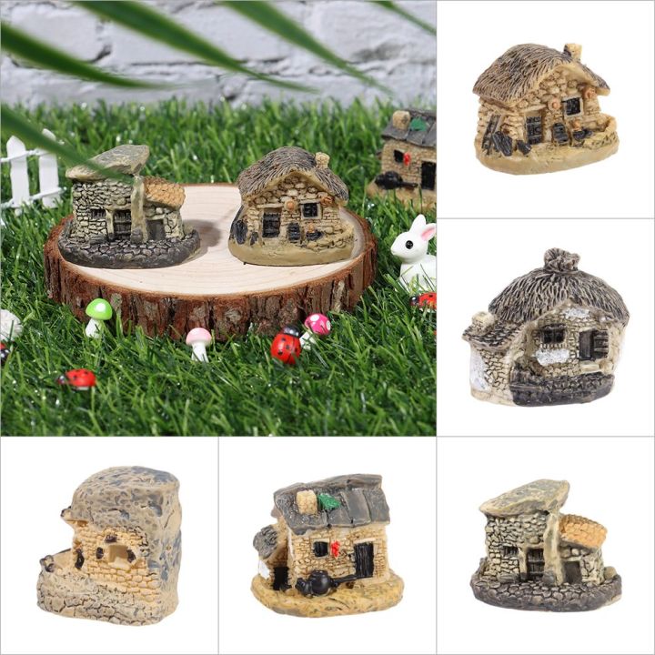Small Micro Landscape Building Statue Resin House Garden Decoration ...