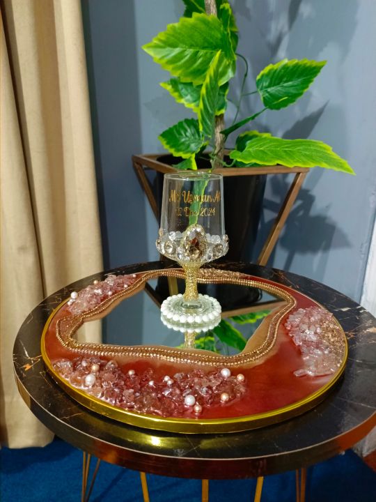 Customized Doodh Pilai Set with 12 Inches Mirror Base | Daraz.pk