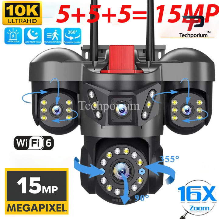 15MP 3 Lens WIFI 6K Ultra HD CCTV Camera PTZ Security Network IP ...