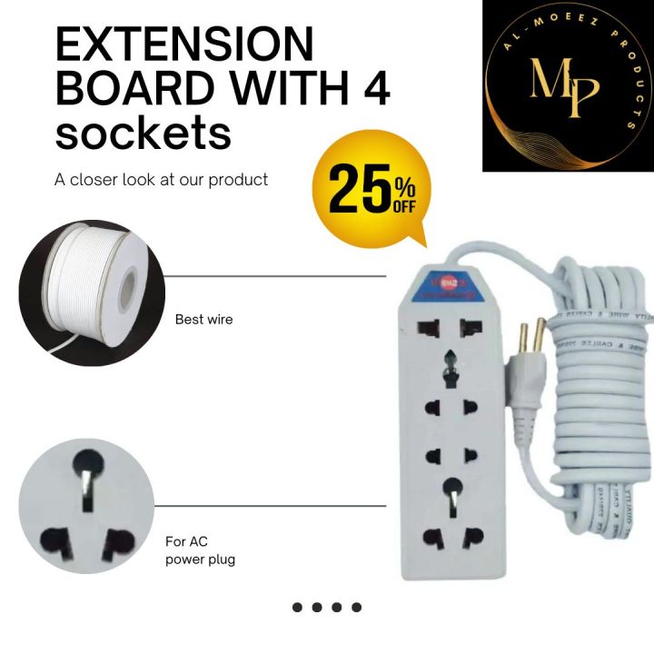 "Premium 4-Socket Extension Wire: Expand Your Power Options Safely ...