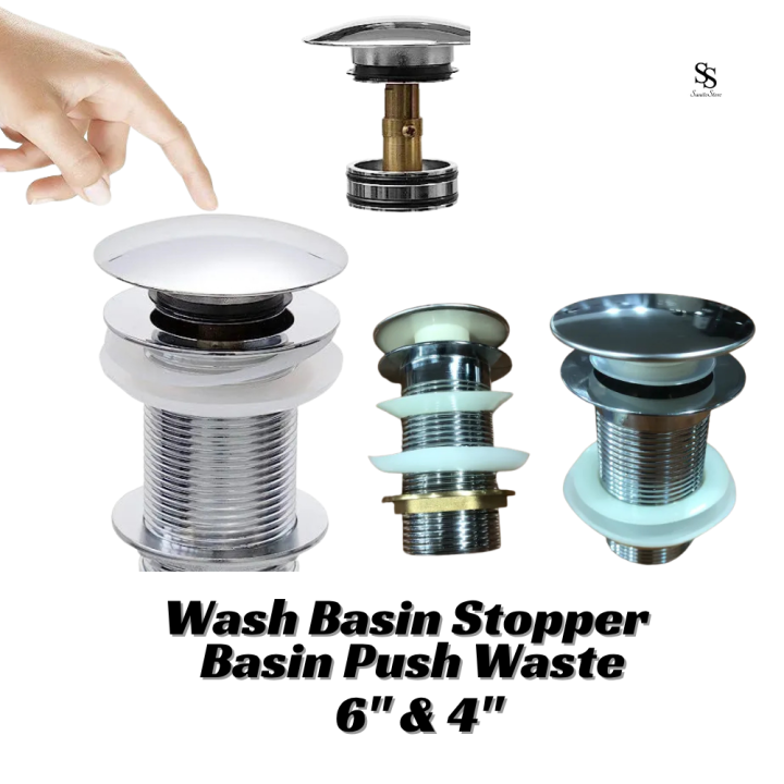 Push Waste Click Clack Pop Up Basin Waste Drain Stopper Chrome Finish ...