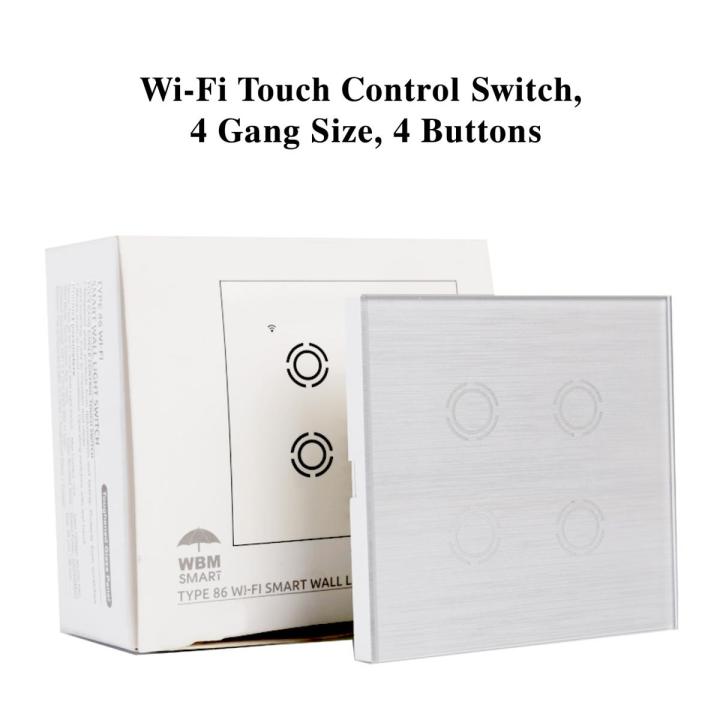 WBM Smart 4 Gang Wifi Control Touch Switch Button, Smart Wall Touch ...