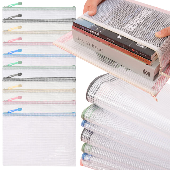 5Colors Mesh Zipper Pouch Document Organizer Bag Pocket Plastic Zip ...