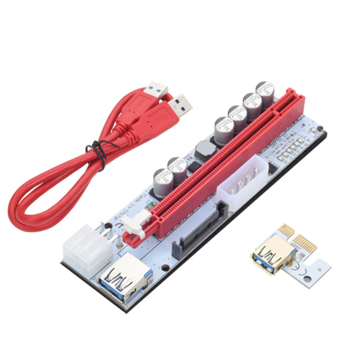 New PCI-E Pcie Riser LED Riser PCI Express Adapter 6Pin SATA Adapter ...